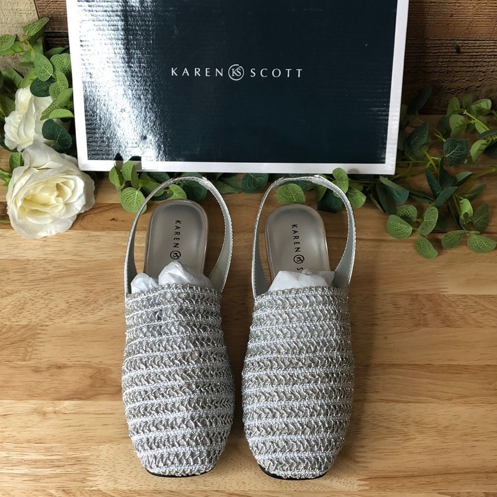Karen Scott Carolton Slingback Sandals Silver 9w - Gem